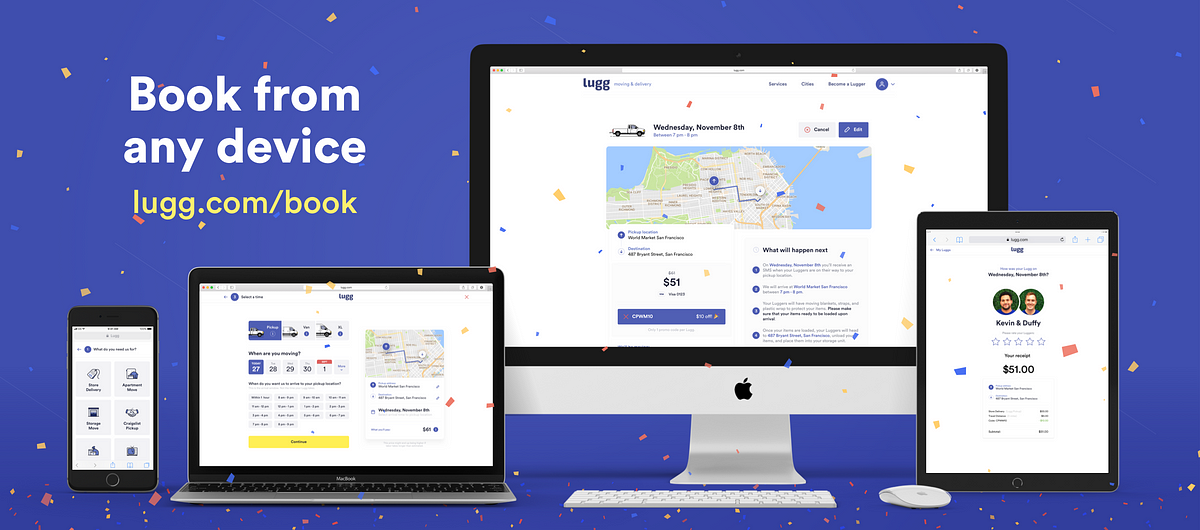 Schedule your Lugg from the app or web on any device
